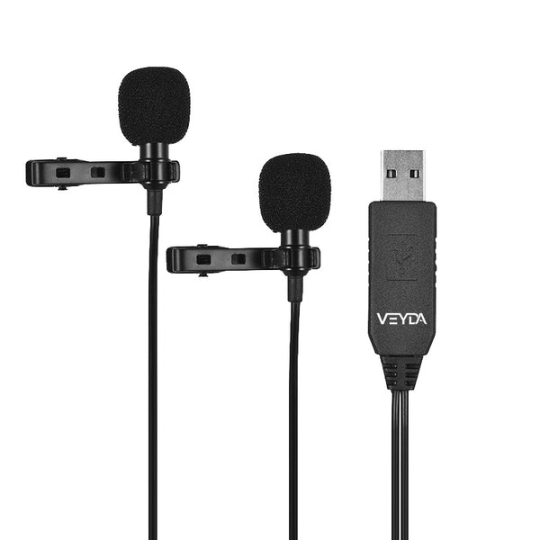 DUAL HEAD USB LAV MIC FOR COMPUTERS LAPTOPS PCS LAVALIER MICROPHONE ...